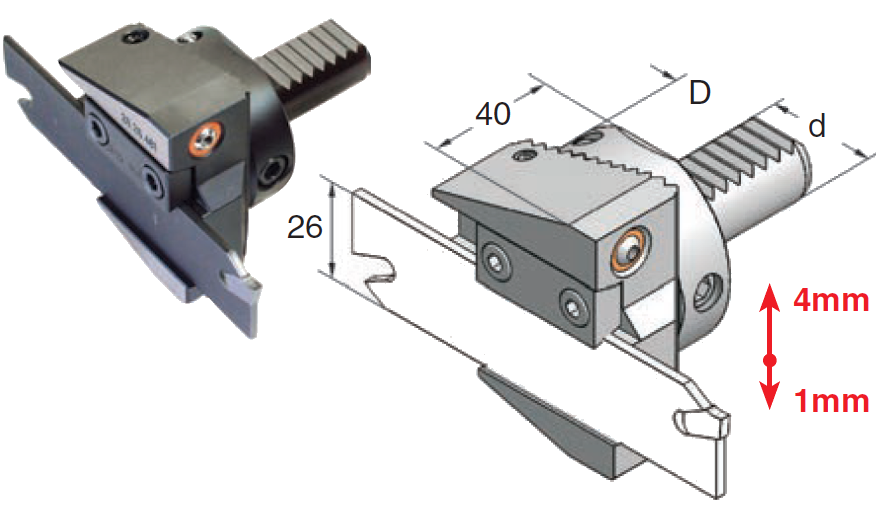 Zuern VDI Tool holder for cut off tools adjustable in height ±0.5mm